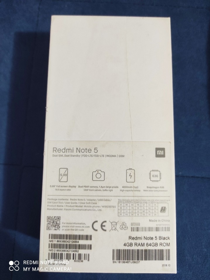 Xiaomi REDMI NOTE 5 DUAL SIM 64GB BLACK SMART PHONE MIU GLOBAL 11.0.3 ...