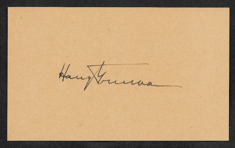 Harry S Truman Autograph Reprint On Original Period 1940s 3X5 Card | eBay