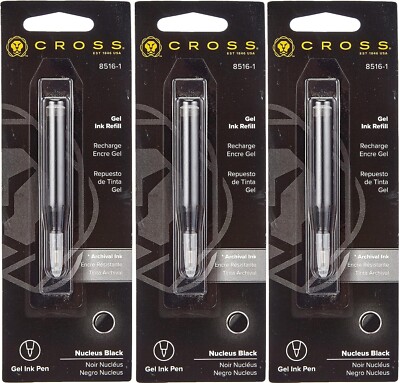 3 pk, Genuine Cross ION Pen Gel Refills, Sheaffer ION, #8516-1, Black ...