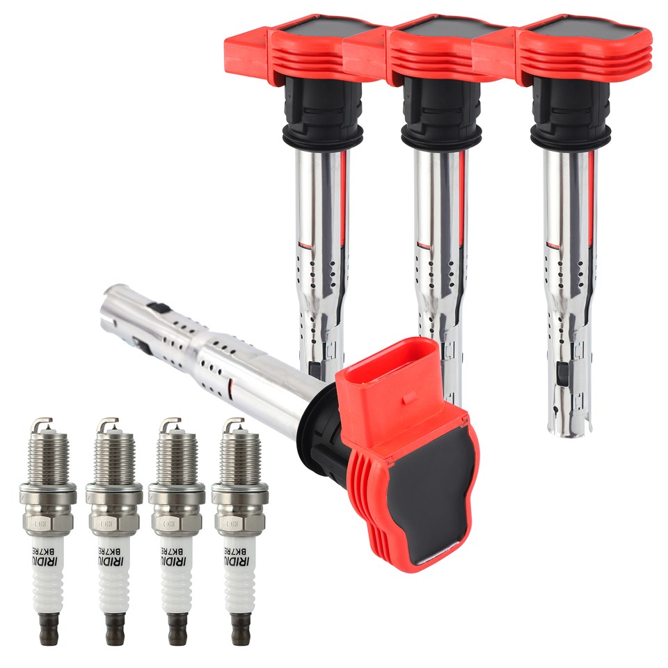 4x Ignition Coil，Spark Plug for Audi A3 A4 for Volkswagen Jetta Golf ...