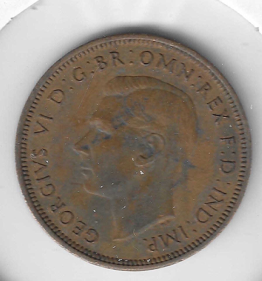 1943, Great Britain Half Penny, King George, 26 mm Coin, As Shown | eBay