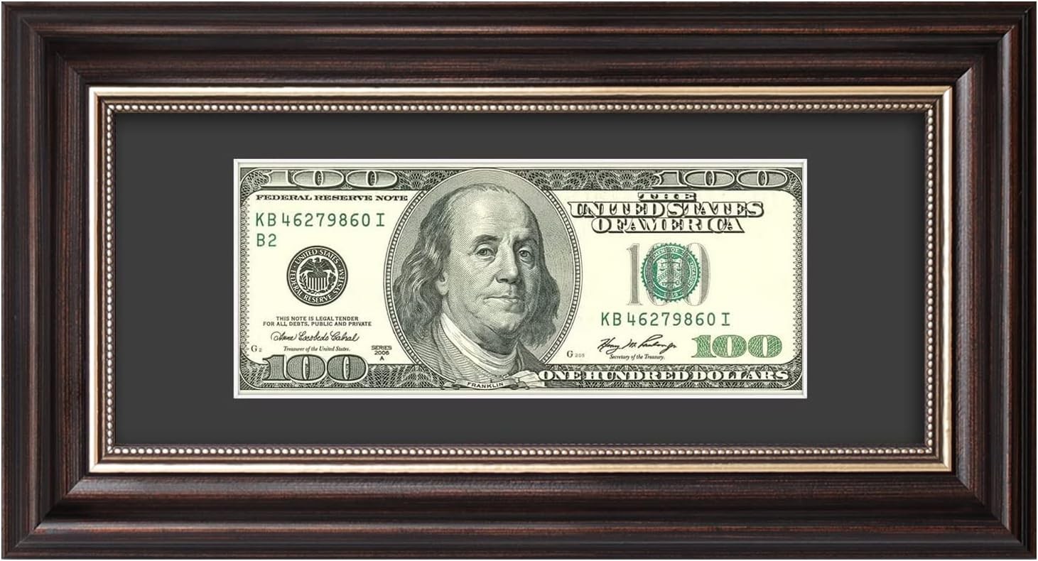 AUEAR, Dollar Bill Frame with Black Mat or Hold 4x9 Business 4x9, 1 ...