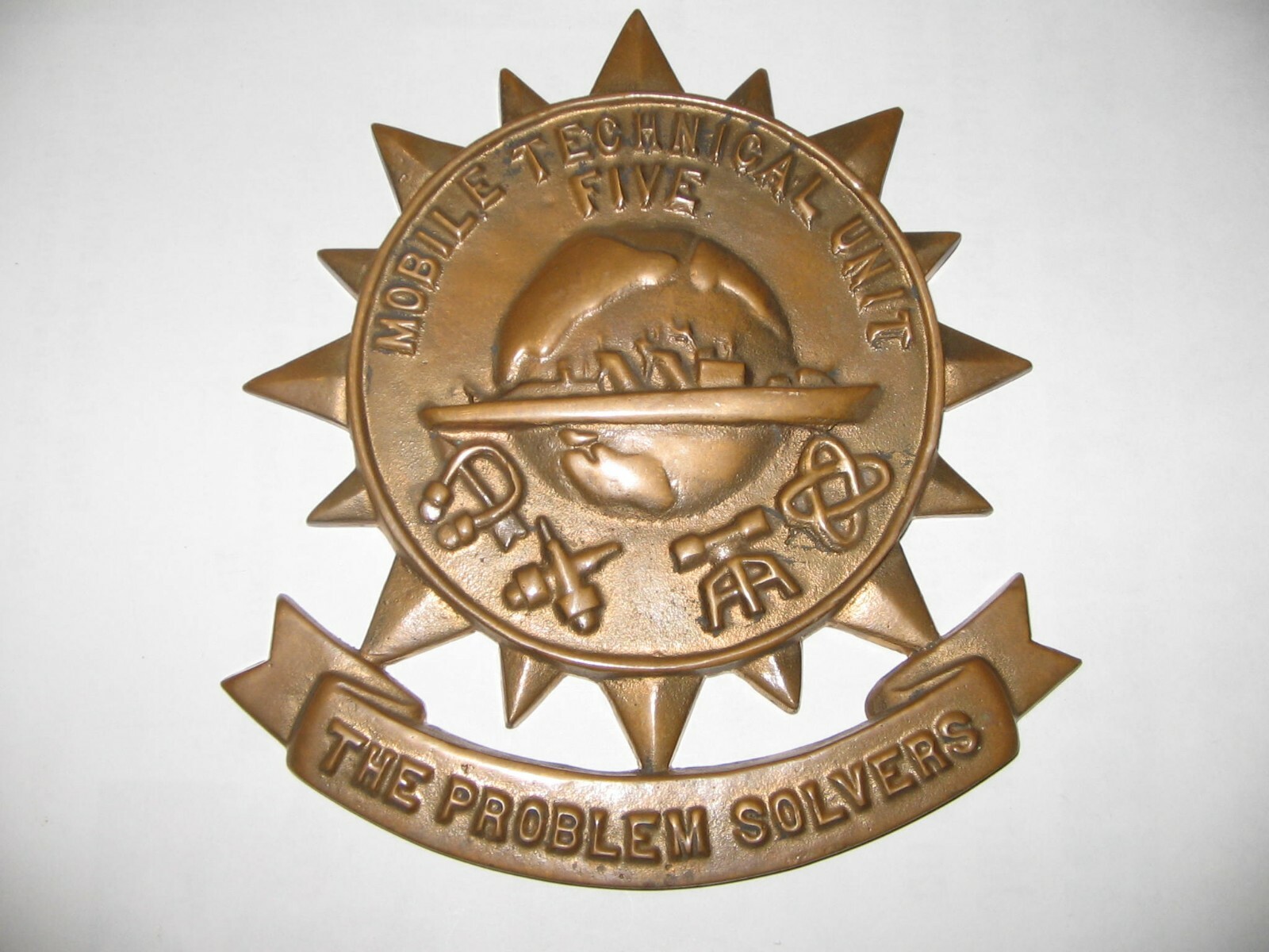 Mobile Technical Unit Five, Brass Plaque US Navy 6 1/4" Wide 6 3/4 ...