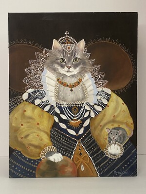 Carol Lew Cat Canvas Print Giclee Stretched Wall Art Queen Elizabeth ...