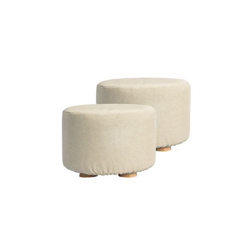 2 Pieces Round Foot Stool Beige | eBay Australia