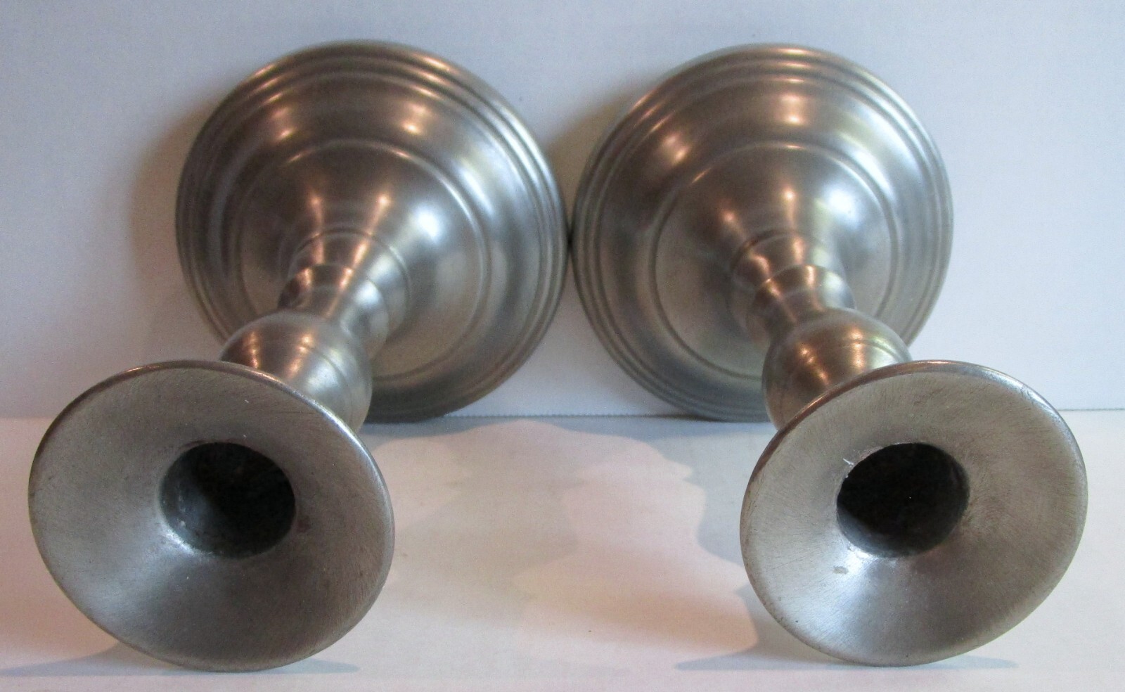 Vintage Colonial Country Pair Of Pewter Candlesticks Jay T. Stauffer ...