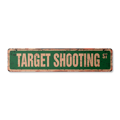 TARGET SHOOTING Vintage Street Sign Metal Plastic arrows guns rifles ...
