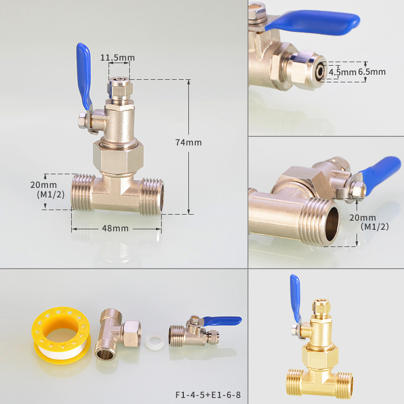 Water Purifier Ball Valve Y Type/Tee Inlet Ball Valve Faucet Diverter 1 ...