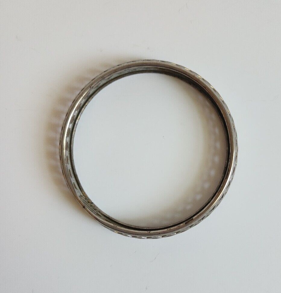 Vintage Silver Metal Bangle Bracelet Rik Rak Design 2 1/2" Interior As ...