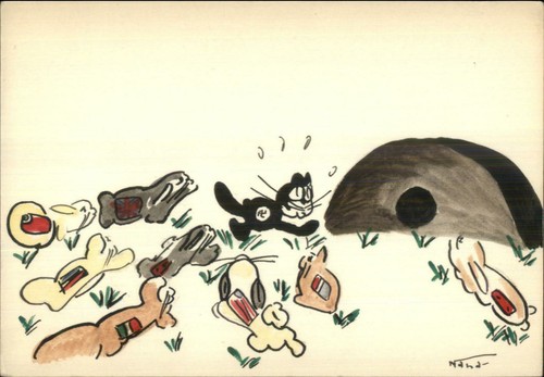 WWII Anti Nazi Germany Propaganda Animals Chase Nazi Cat NANA Postcard ...