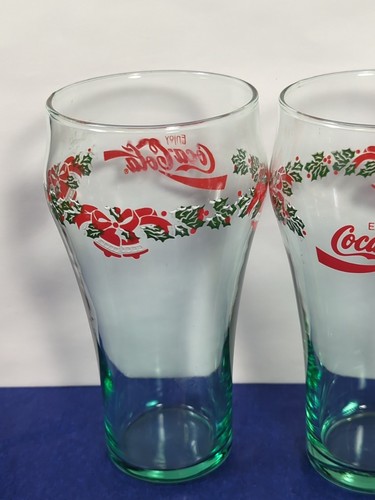 Vintage Coca Cola Christmas Holiday COKE FOUNTAIN GLASS Green Holly ...