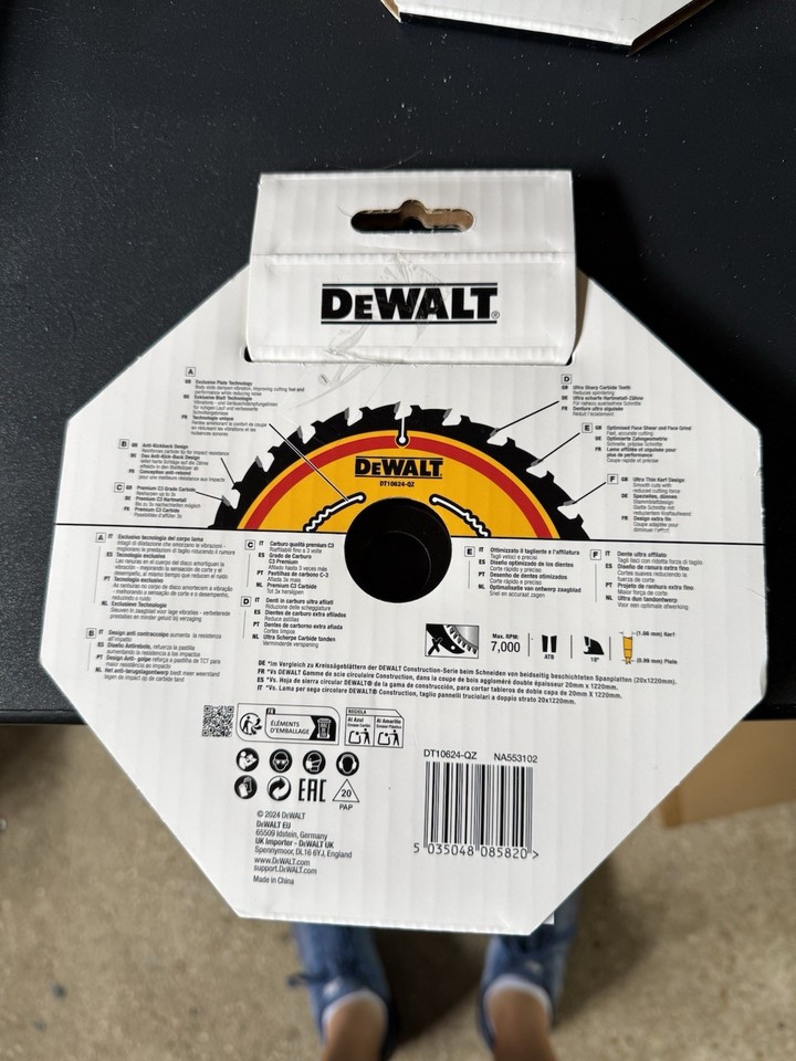 DeWalt DT10624 Extreme Cordless Circular Saw Blade (165mm x 20mm x 24T ...