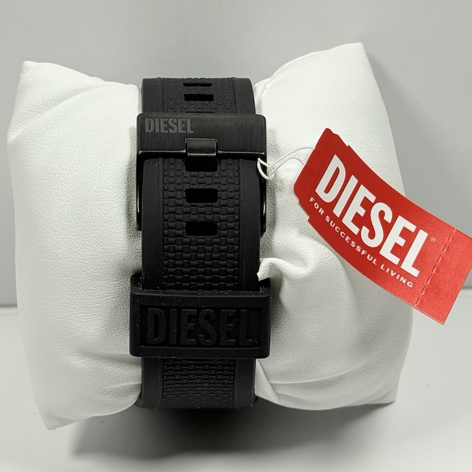 Diesel Framed DZ1986 Multicolor Face Black Dial Black Silicone Band Men ...