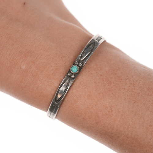 5 1/8" Chief Wolf Robe Hunt (1905-1977) Acoma Ingot silver and ...