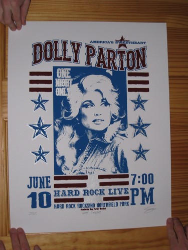 Dolly Parton Poster Silk Screen Signed Numbered Hard Rock June10th ...