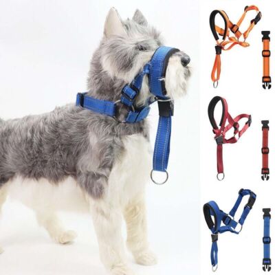 Dog Muzzle Adjustable Mesh Dog Muzzle Dog Training Leash Leader Control ...