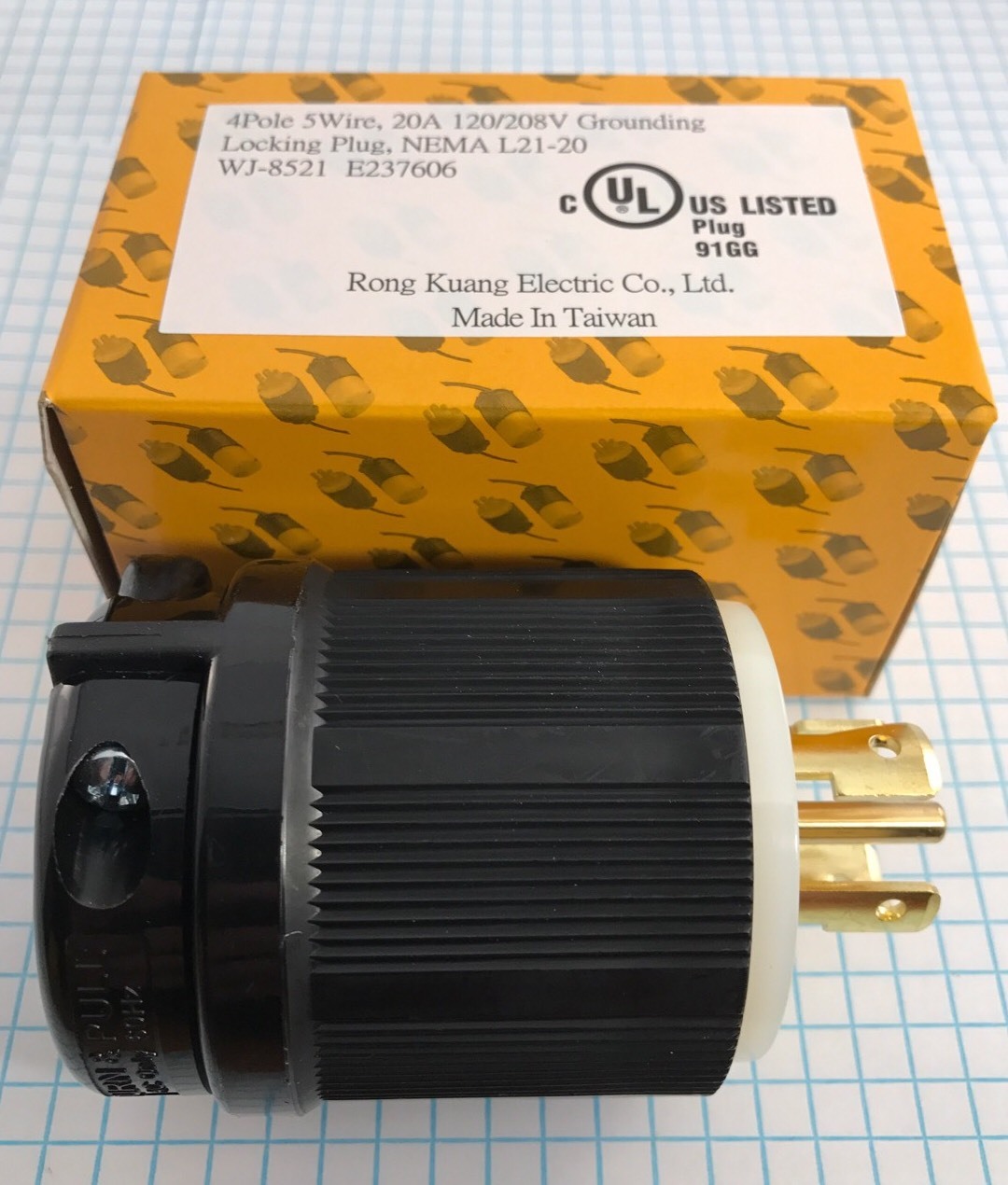 NEMA L21-20 male plug, 4 Pole, 5 Wire, 20A 208V, UL listed. | eBay