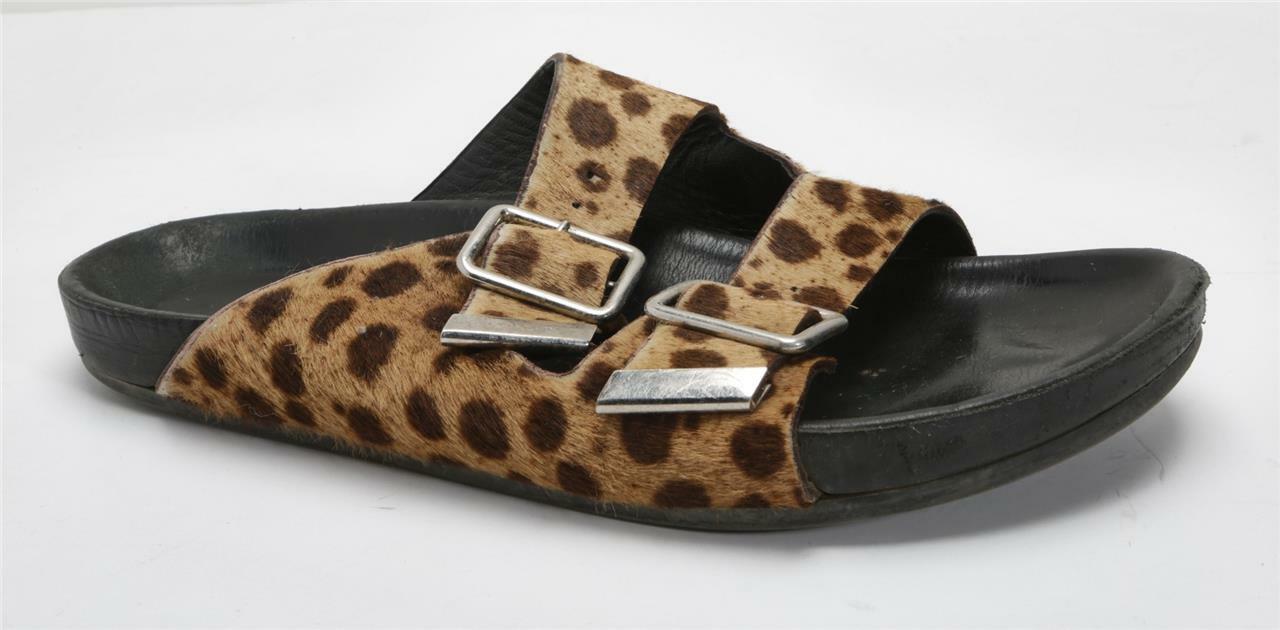 GIVENCHY Womens Leopard Print Pony Hair Buckled Slide… - Gem