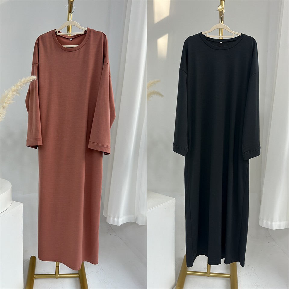 Ramadan Plain Kaftan Women Muslim Long Dress Abaya Islamic Modest Robe ...