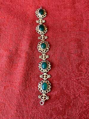 Vintage FILI PERUZZI Sterling Silver Green Chalcedony Bracelet | eBay