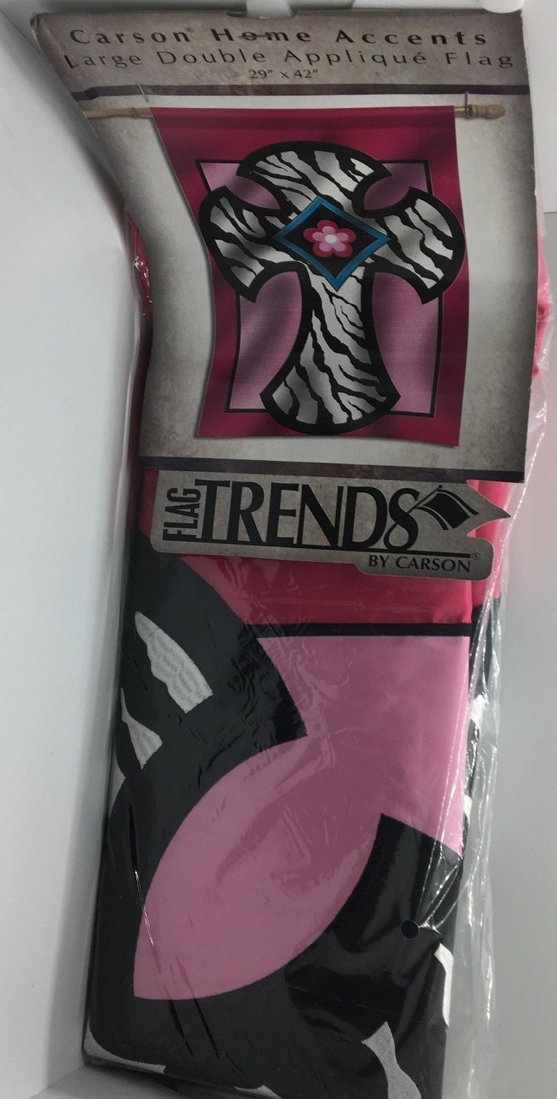 Carson Zebra Cross Applique House Flag Flower Religious Decorative 29 ...