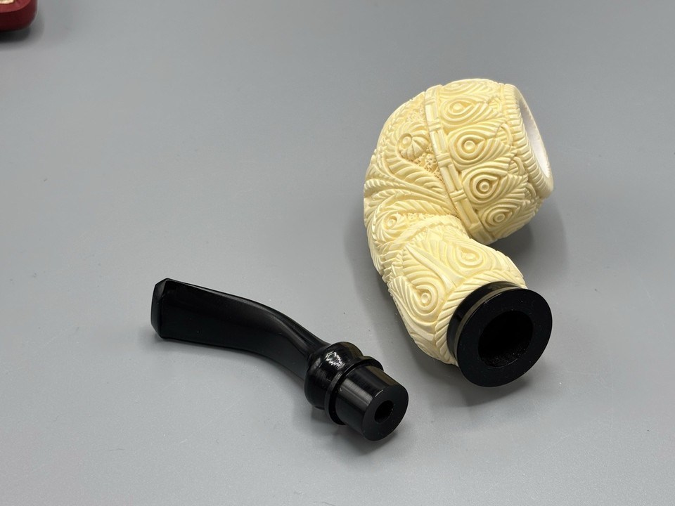 Ornate Apple Pipe New Block Meerschaum Handmade W Case#1393Reverse ...