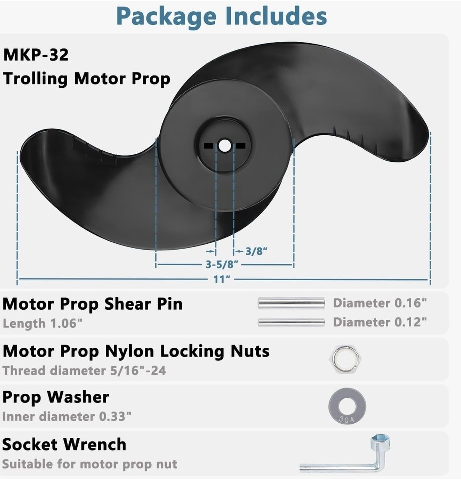 MKP 32 Trolling Motor Propeller Replacement for Minn Kota Weedless ...