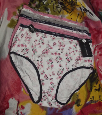 5 NEW LAURA ASHLEY LS9221 5PKLH SIGNATURE WAISTBANDS COTTON BRIEF ...
