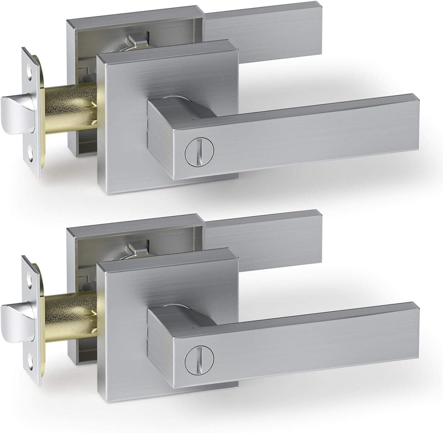 Square Heavy Duty Door Handle Lever Set, Interior and Exterior Door ...