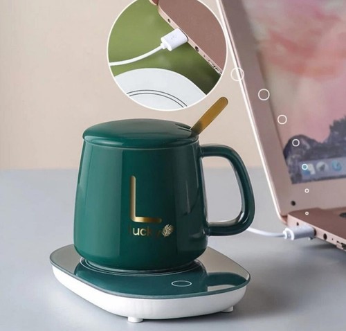 USB Electric Cup Set With Bag Heating Coaster Warmer Coffee Tea Milk ...