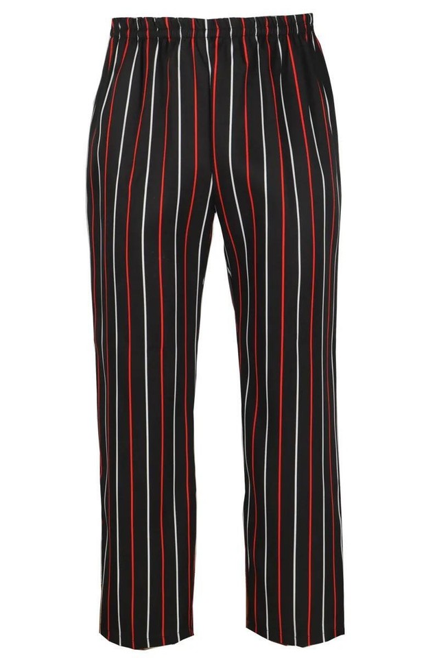 Chef Pants Cook Kitchen Trousers Catering Work Baggy Elastic Waist ...