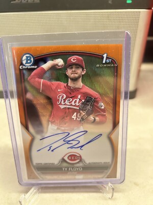 Ty Floyd 2023 Bowman Draft Chrome 1st Orange Wave Auto /25 #CDA-TF Reds ...
