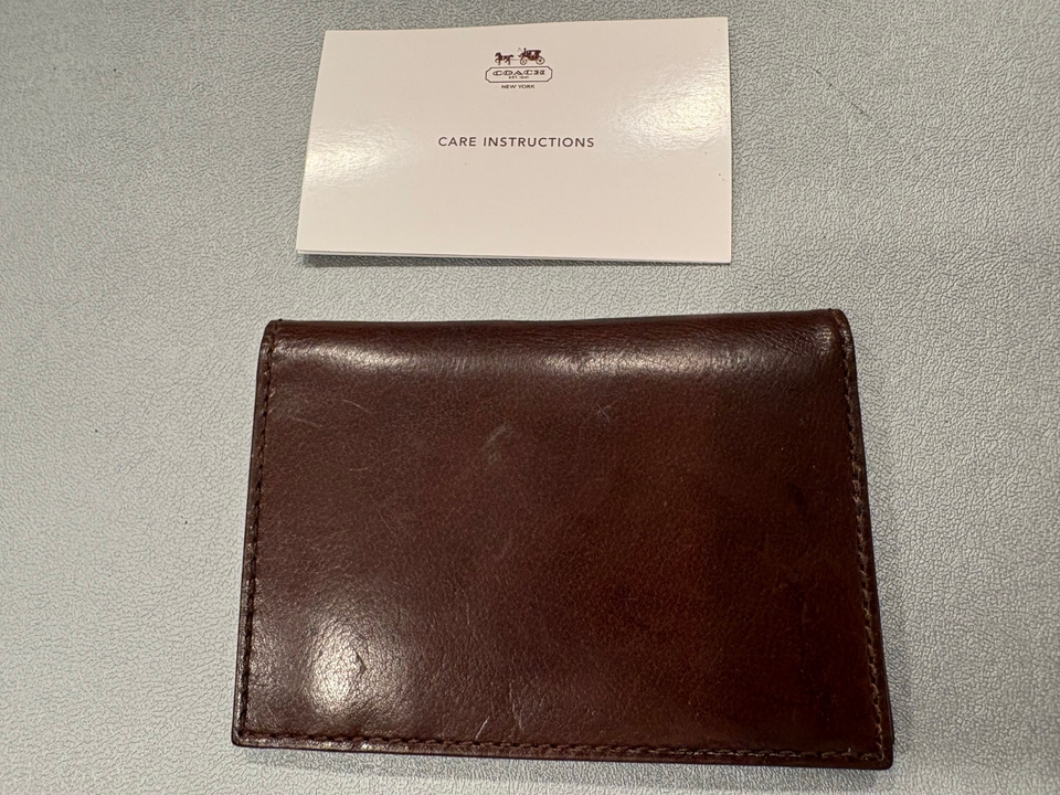 COACH water buffalo card ID wallet slip passcase Brown #74012 EUC | eBay