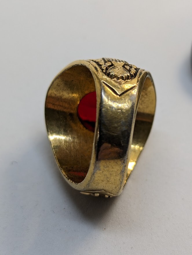 SETA United States Army 14K Gold-Plated Brass & Simulated Red Ruby Ring ...
