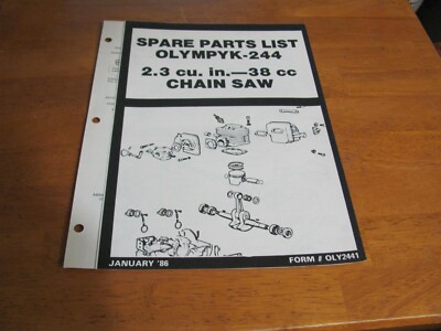 1986 Olympyk OLY2441 Model 244 Chain Saw Spare Parts List | eBay