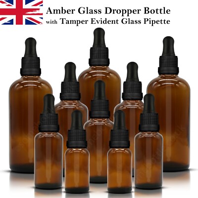 Amber Glass Dropper Bottle Tamper Evident Pipette Eye Ear Drop ...