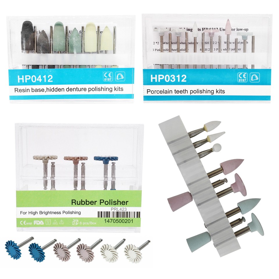 Dental Diamond Burs Cups Composite Polishing Kit Ceramics RA HP FG ...