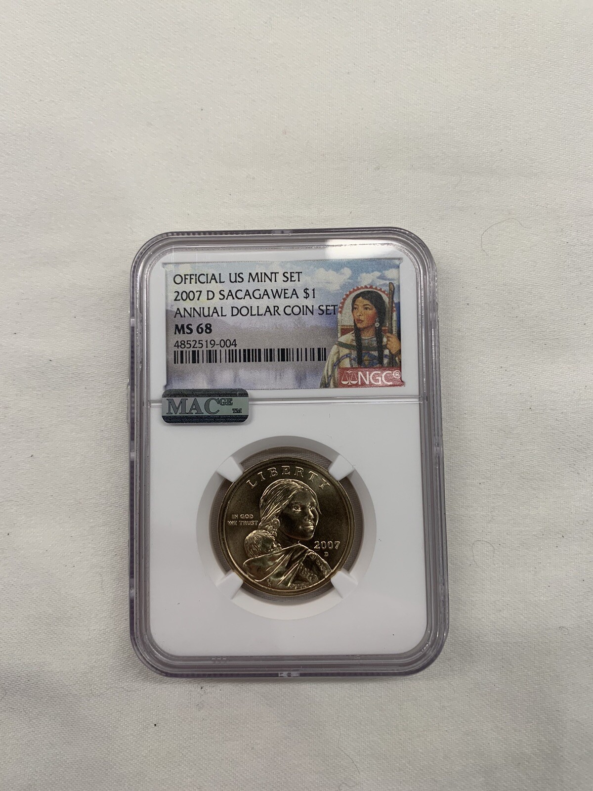 2007-D FROM ANNUAL DOLLAR SET Sacagawea NGC MS68 MAC 1 OF 163 ONLY 3 ...