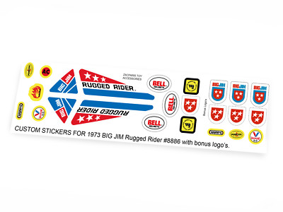 CUSTOM STICKERS for Mattel 1973 BIG JIM Rugged Rider 8886 + bonus extra ...