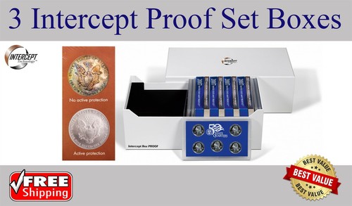 3 Three Lighthouse Intercept Shield Proof Set Boxes Long Term Archival ...