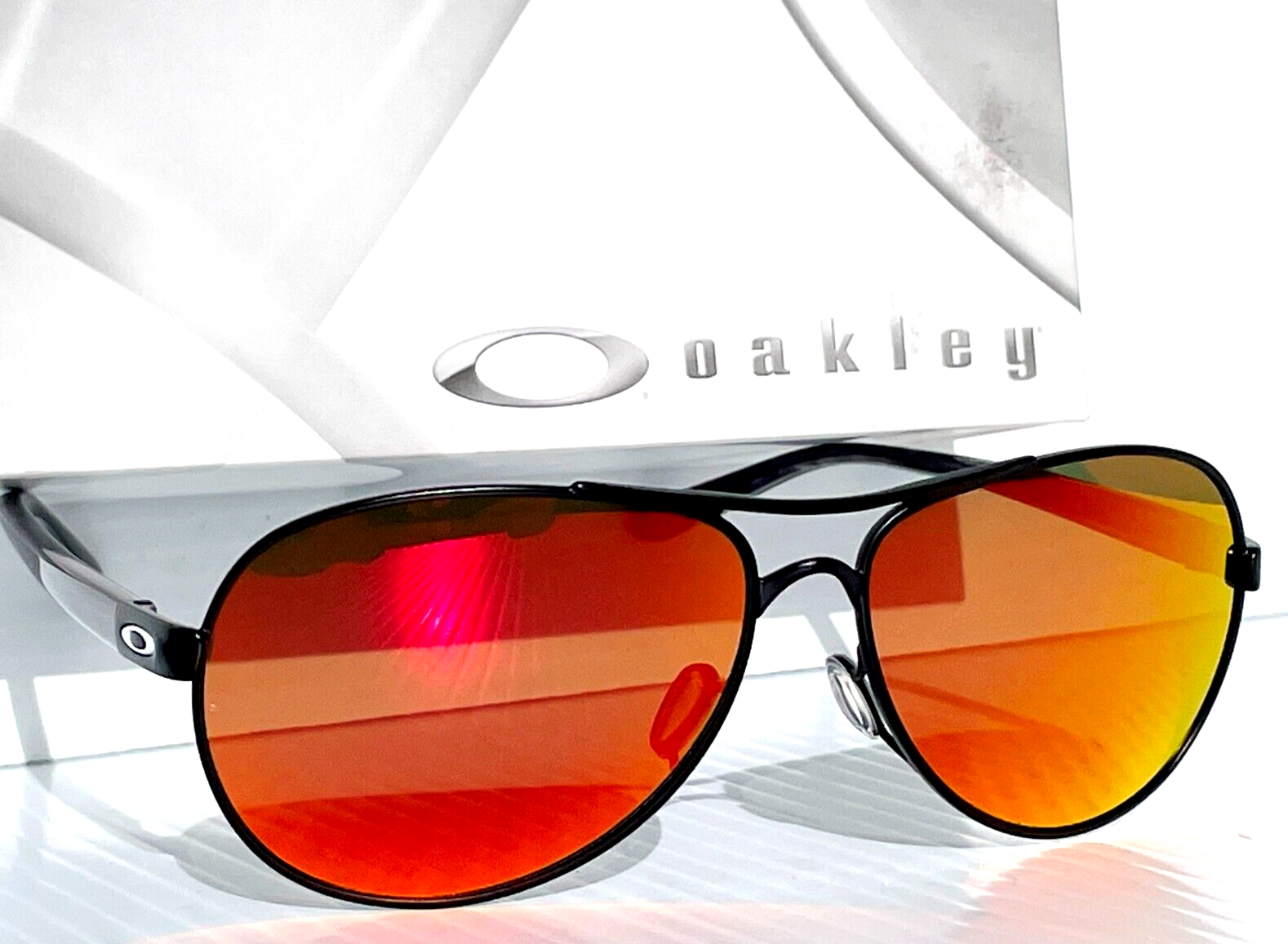 NEW Oakley FEEDBACK Satin Black w 59mm POLARIZED Galaxy Ruby Lens ...
