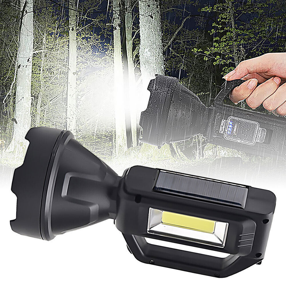 Solar USB Rechargeable LED Searchlight Handheld Spotlight Flashlight ...