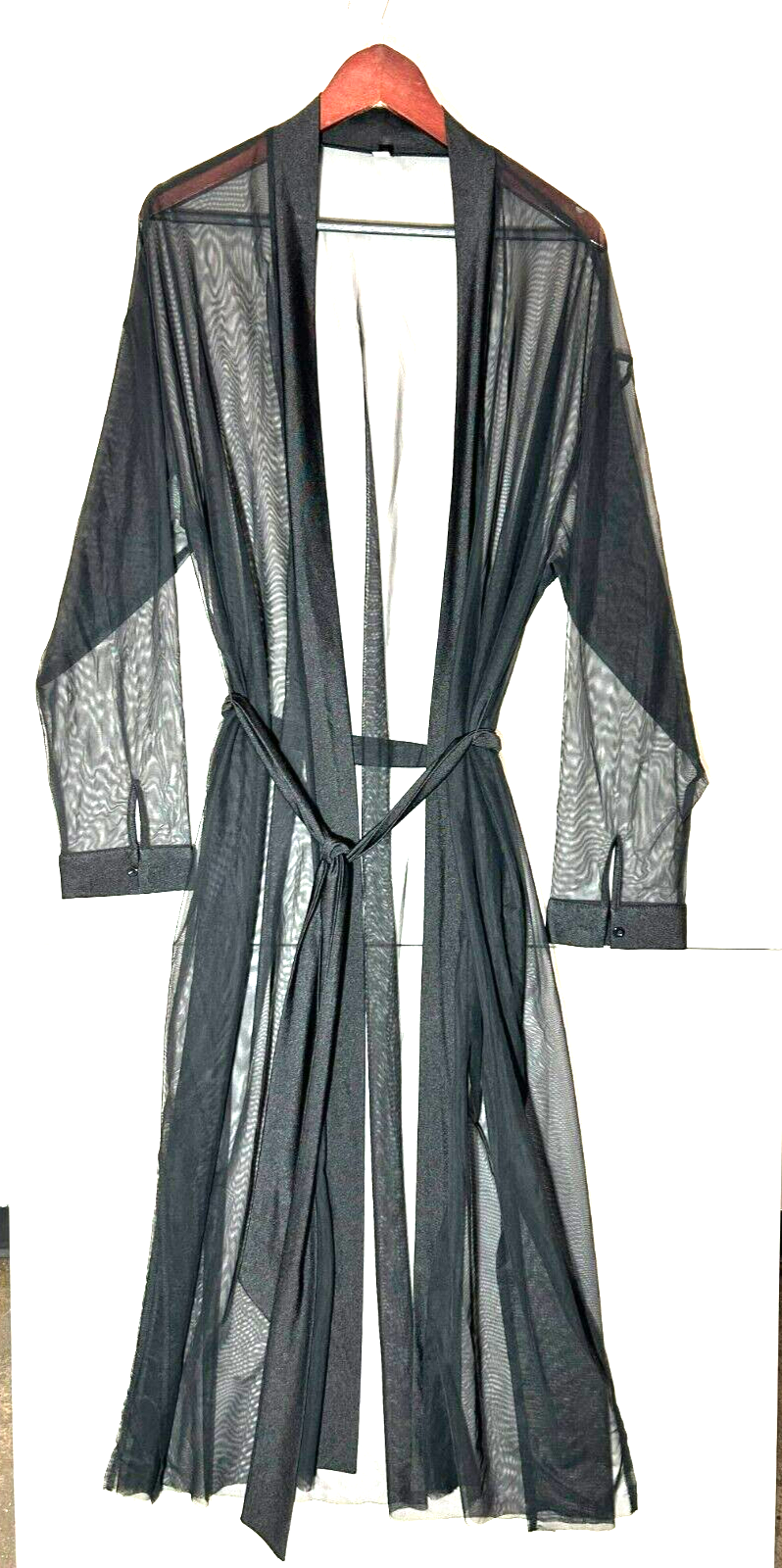 IEFIEL UNISEX Sheer Black Robe Cover Up Black M/L | eBay