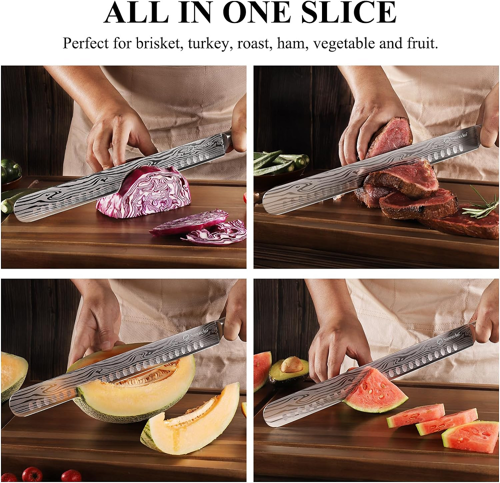 Brisket Slicing Knife 12 inch Carving Knife for Meat Slicing Roasts ...