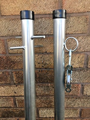 3mtr Galvanised Washing Line Post Clothes Pole Pulley & Cleat Cross Peg ...