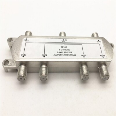 6-Way Coaxial Cable Splitter TV Splitter 5-2400 MHz for RG59 RG6 HDTV ...