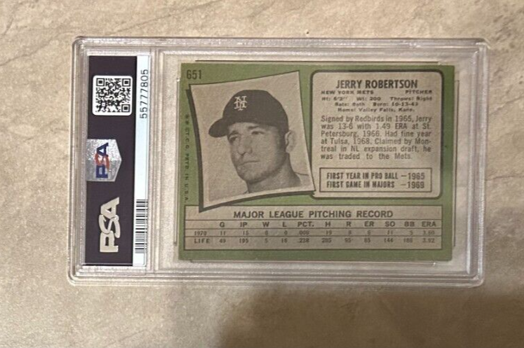 1971 Topps Jerry Robertson #651 High # New York Mets Graded PSA 5 EX | eBay