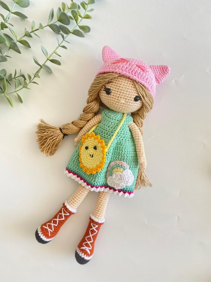 Handmade Crochet Doll with Accessories, Cute Amigurumi Knit Toy for ...