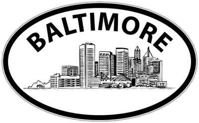Baltimore City United States USA Oval Car Bumper Window Sticker Decal 6 ...