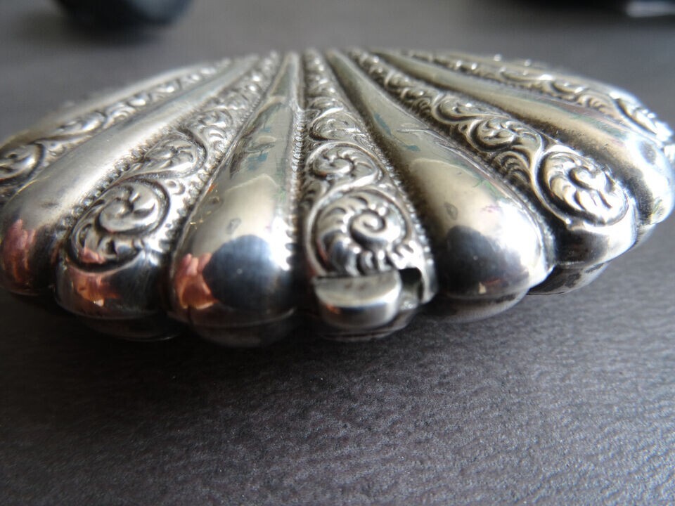 19th Antique Victorian Ornate " Mother of pearl" Sterling Silver Hard ...